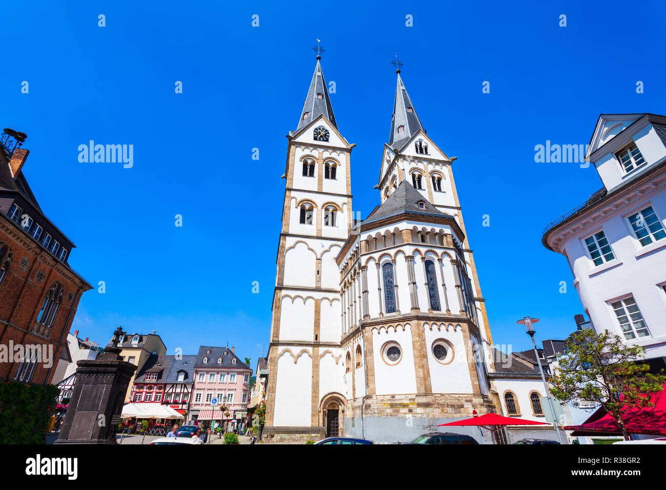 Saint Severus Church at the market square or marktplatz in Boppard ...