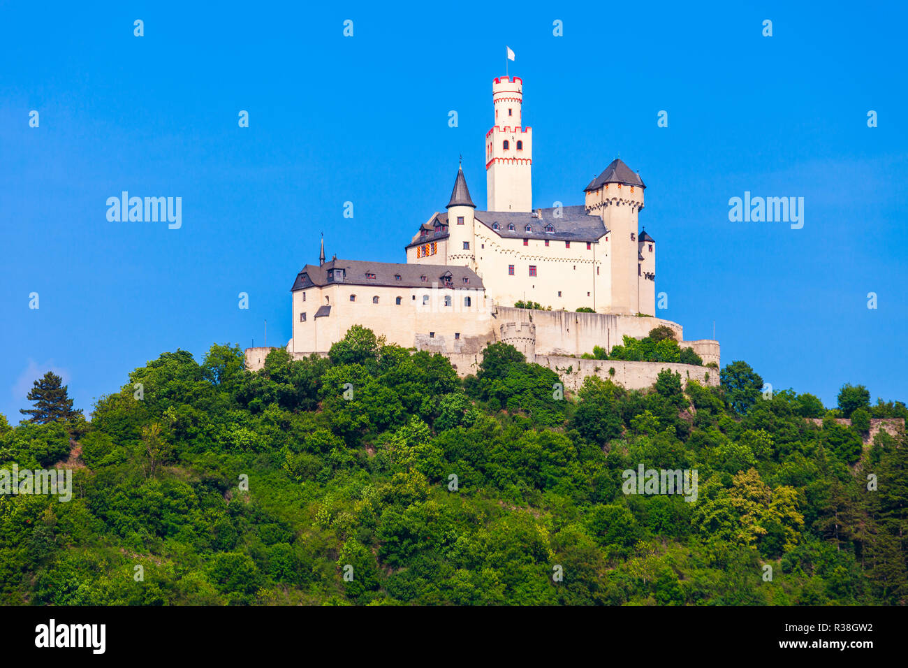 Marksburg is a castle above the Braubach town in Rhineland-Palatinate ...