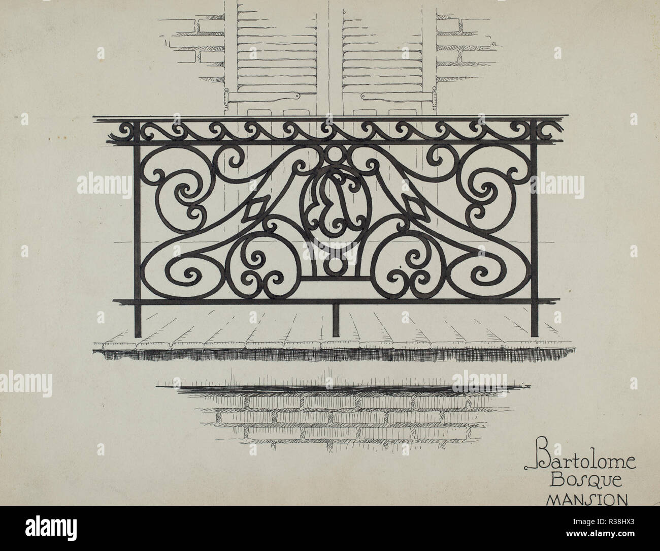 Wrought Iron Railing. Dated: c. 1936. Dimensions: overall: 24.8 x 32.6 ...