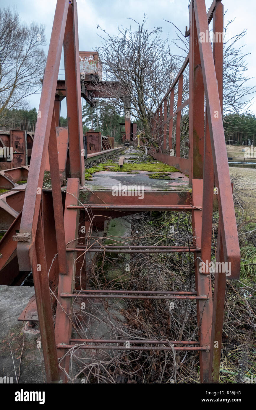 old red metal bridge over water. rusty details and close ups Stock ...