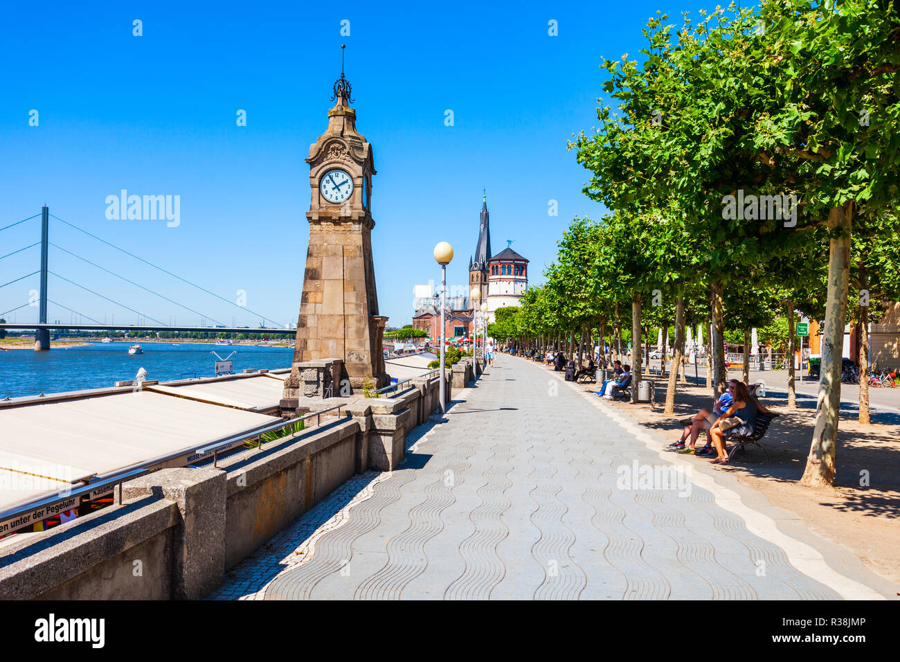 St. Lambertus Church and Schlossturm castle tower in aldstadt old town ...