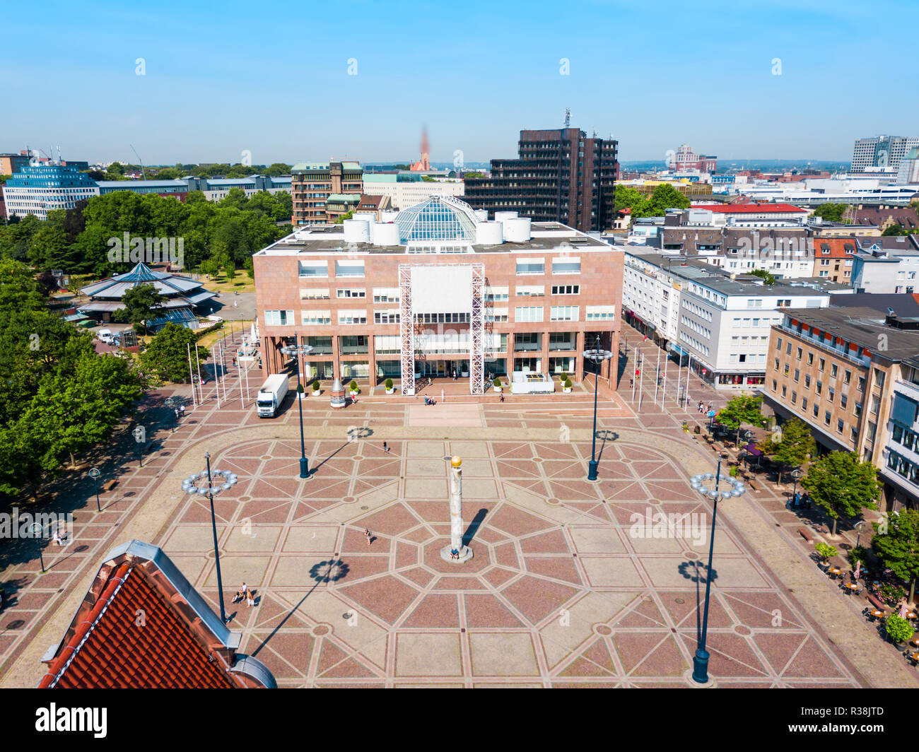 Dortmund Rathaus town hall in city centre aerial panoramic view in ...