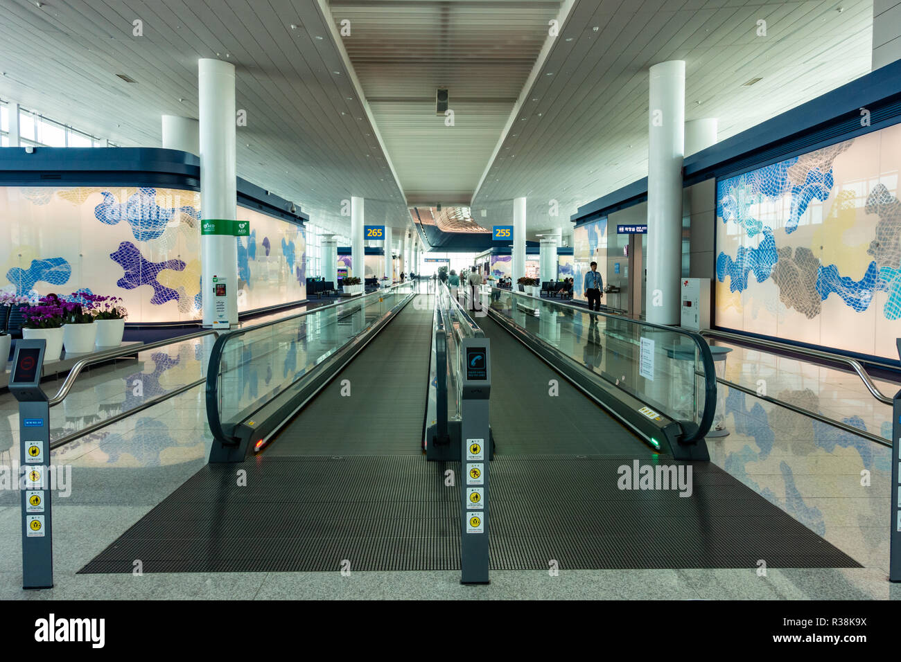 A travelator inside terminal 2 of Incheon Airport in Seoul, South Korea ...