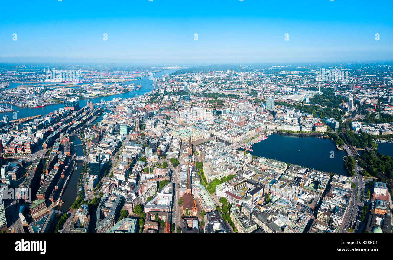 Hamburg city centre aerial panoramic view in Germany Stock Photo - Alamy