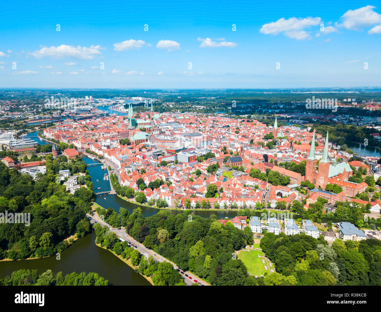 Aerial view of the Lubeck old town in Germany Stock Photo - Alamy