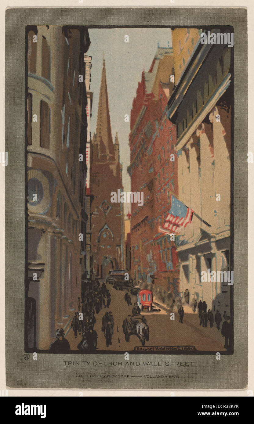 Trinity Church and Wall Street. Dated: 1914. Dimensions: image:121 x ...