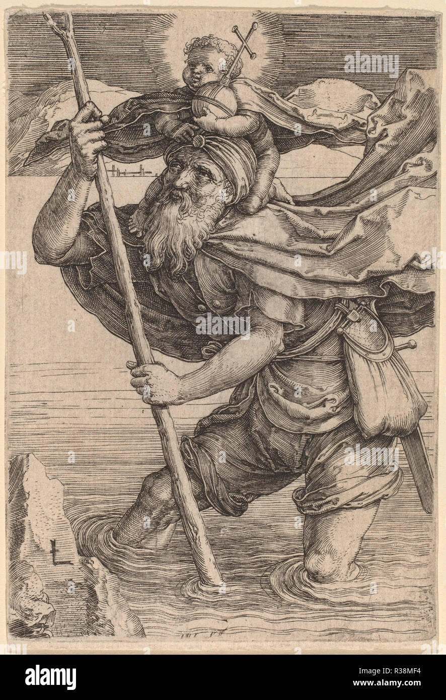 Saint Christopher Carrying the Infant Christ. Dated: c. 1521. Medium ...