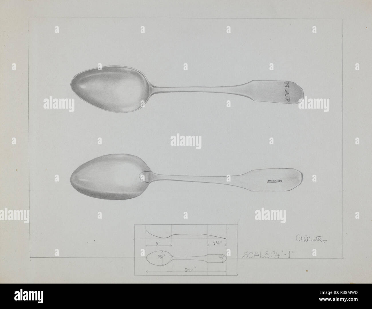 Silver Spoon. Dated: c. 1936. Dimensions: overall: 21.5 x 28 cm (8 7/16 ...