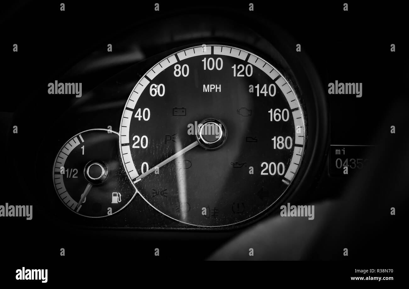 A closeup of the speedometer of a modern luxury car Stock Photo - Alamy