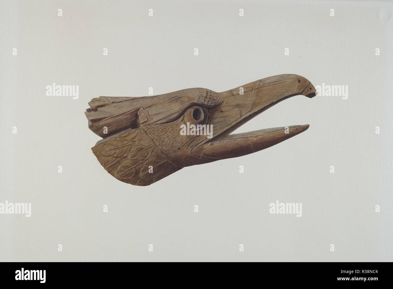 Carved Eagle Head. Dated: c. 1937. Medium: watercolor, colored pencil ...