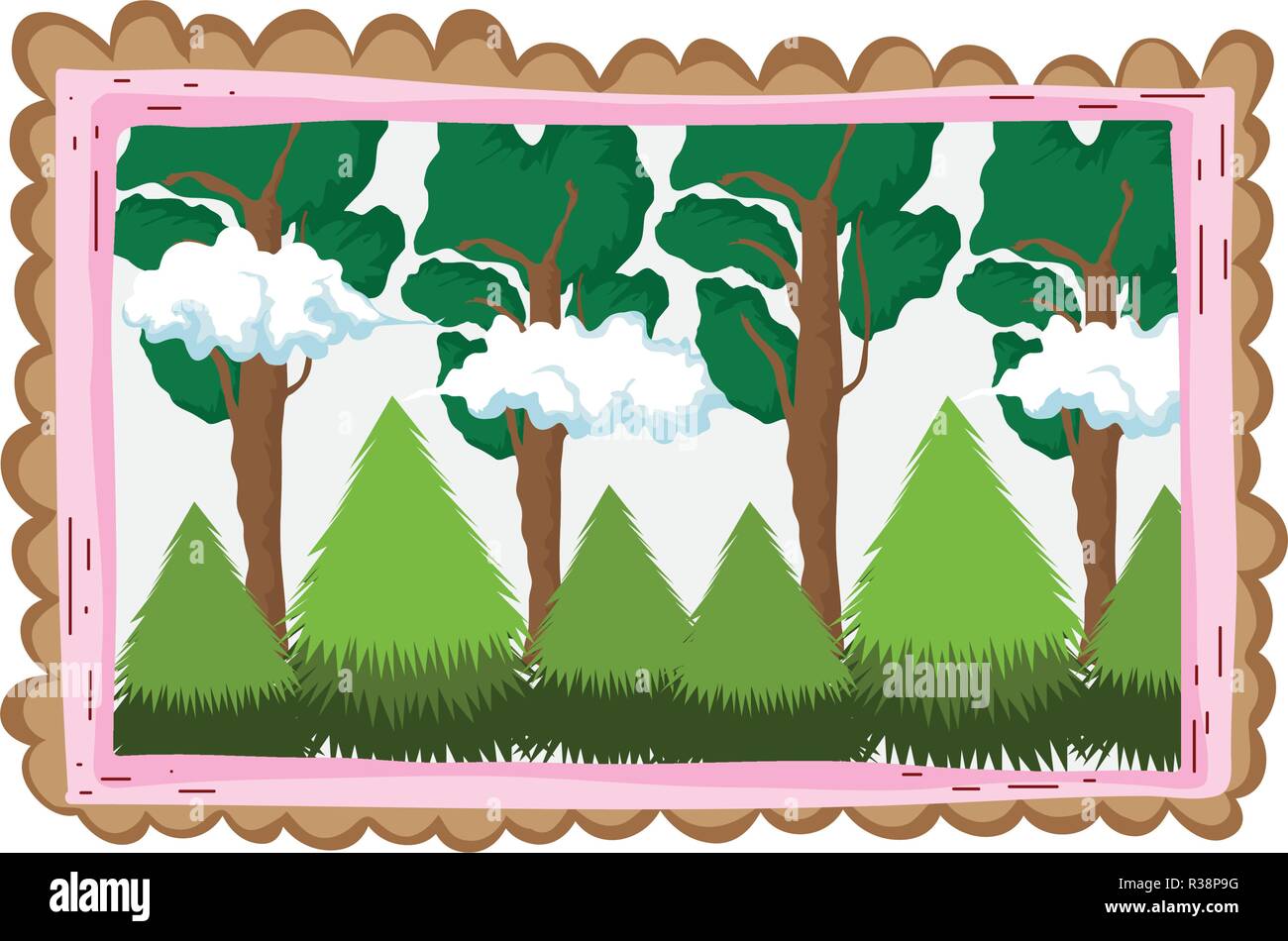 trees forest landscape square frame vector illustration design Stock ...