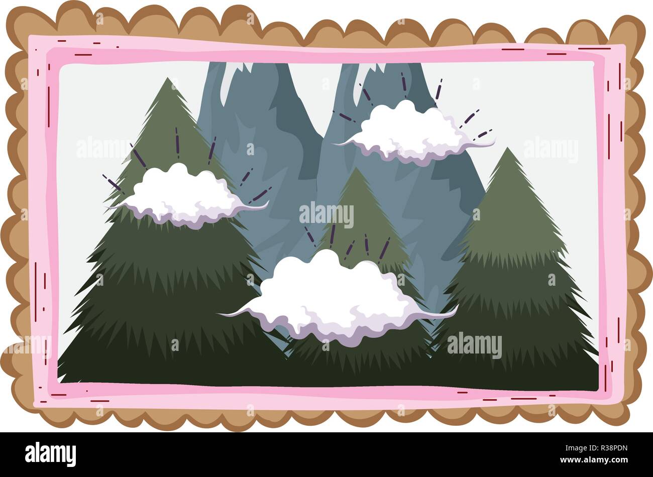 landscape with snow mountain square frame vector illustration design ...