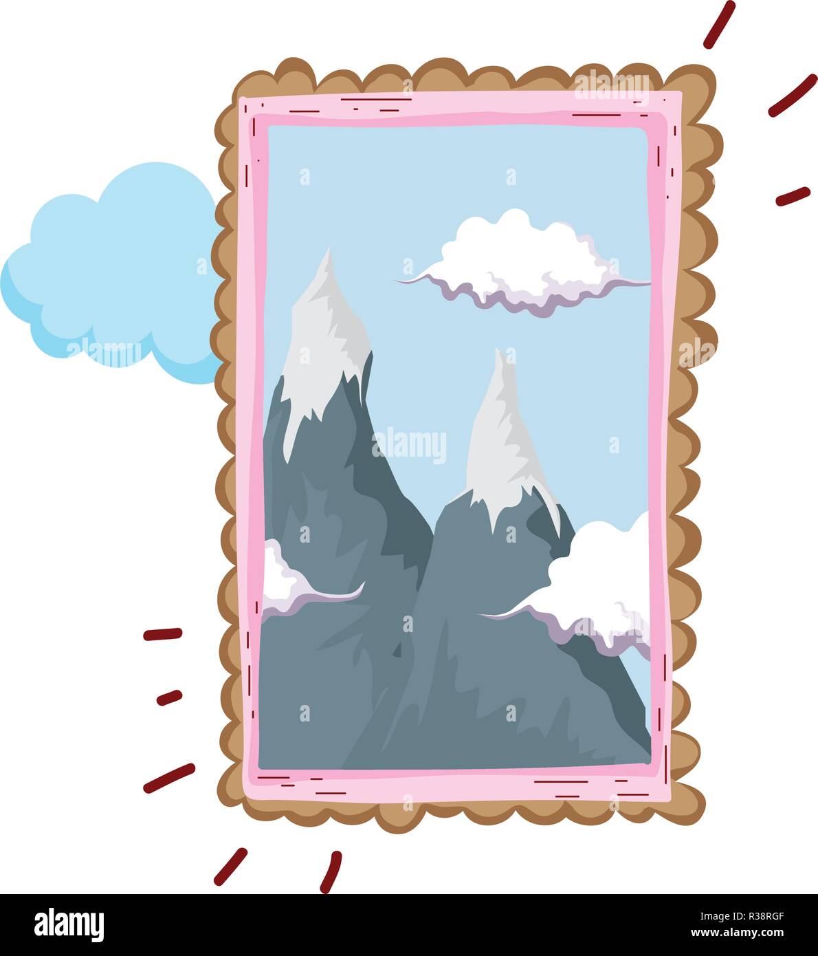 landscape with snow mountain square frame vector illustration design ...