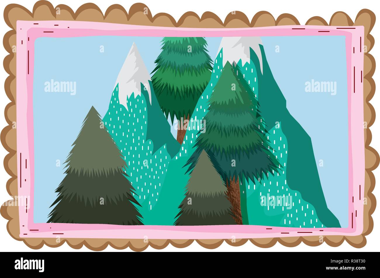 landscape with snow mountain square frame vector illustration design ...