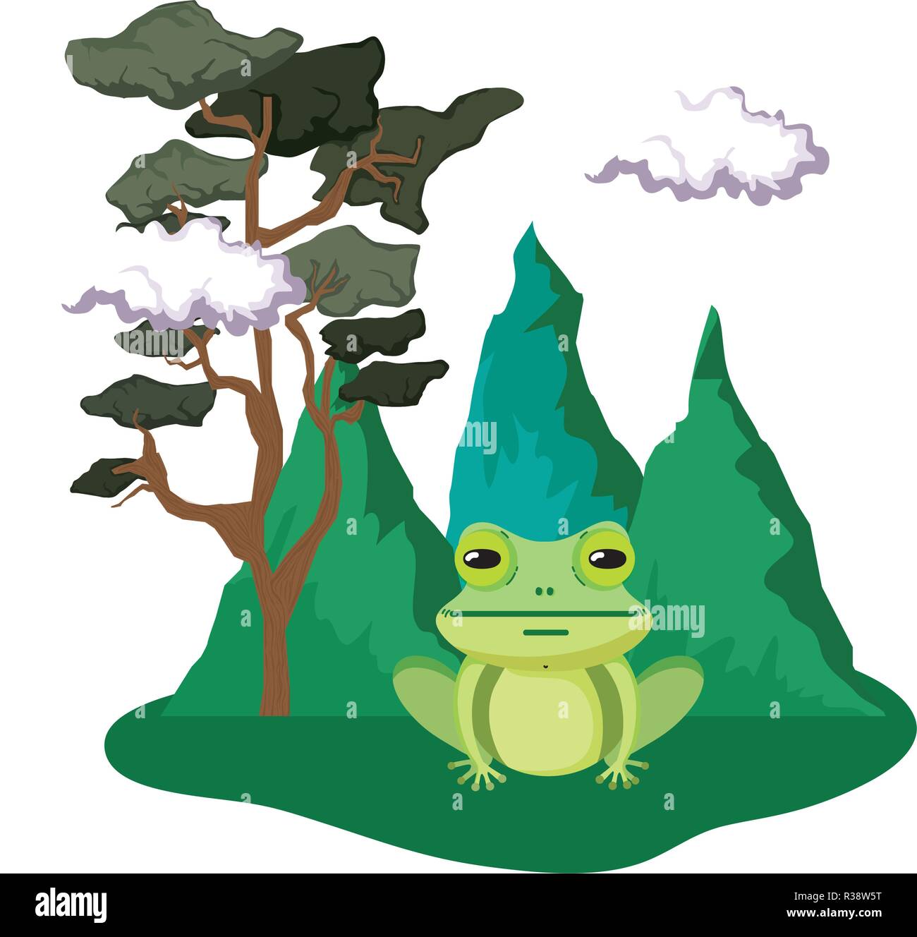 cute toad in the landscape vector illustration design Stock Vector ...