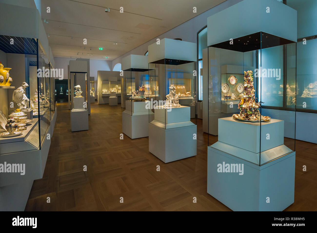 Hall with porcelain artworks, 18th century, National Museum, Munich, Upper Bavaria, Bavaria ...