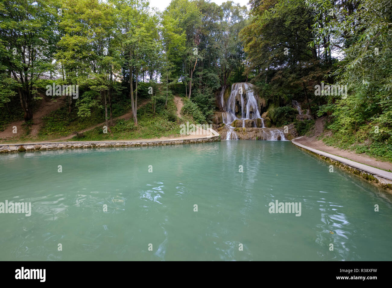 fresh clean waterfall in summer with loads of water Stock Photo - Alamy