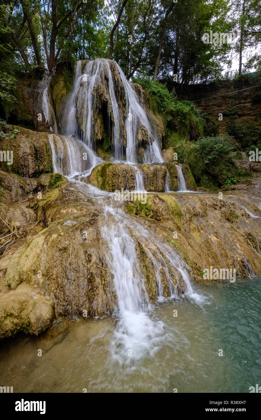 fresh clean waterfall in summer with loads of water Stock Photo - Alamy