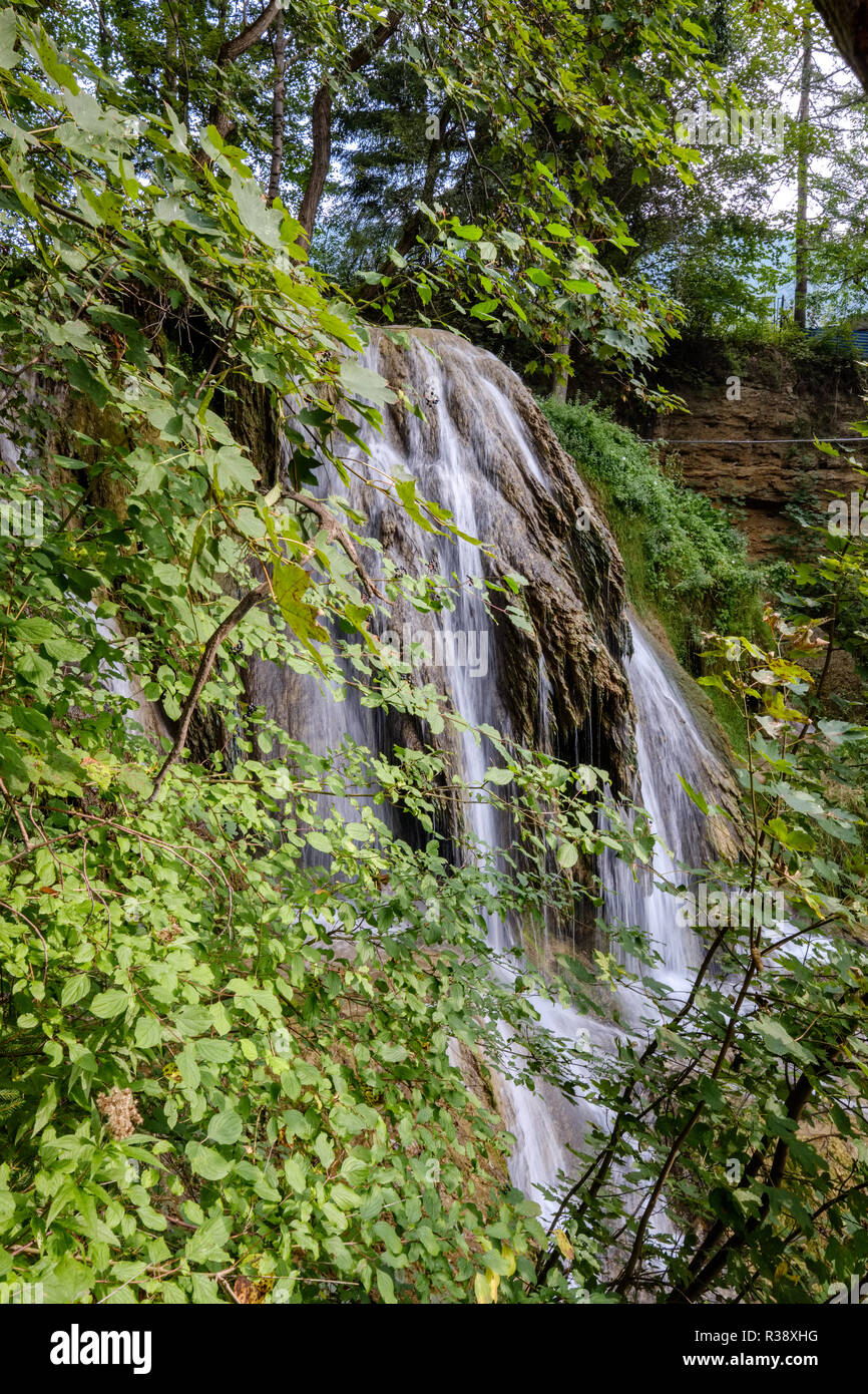 fresh clean waterfall in summer with loads of water Stock Photo - Alamy