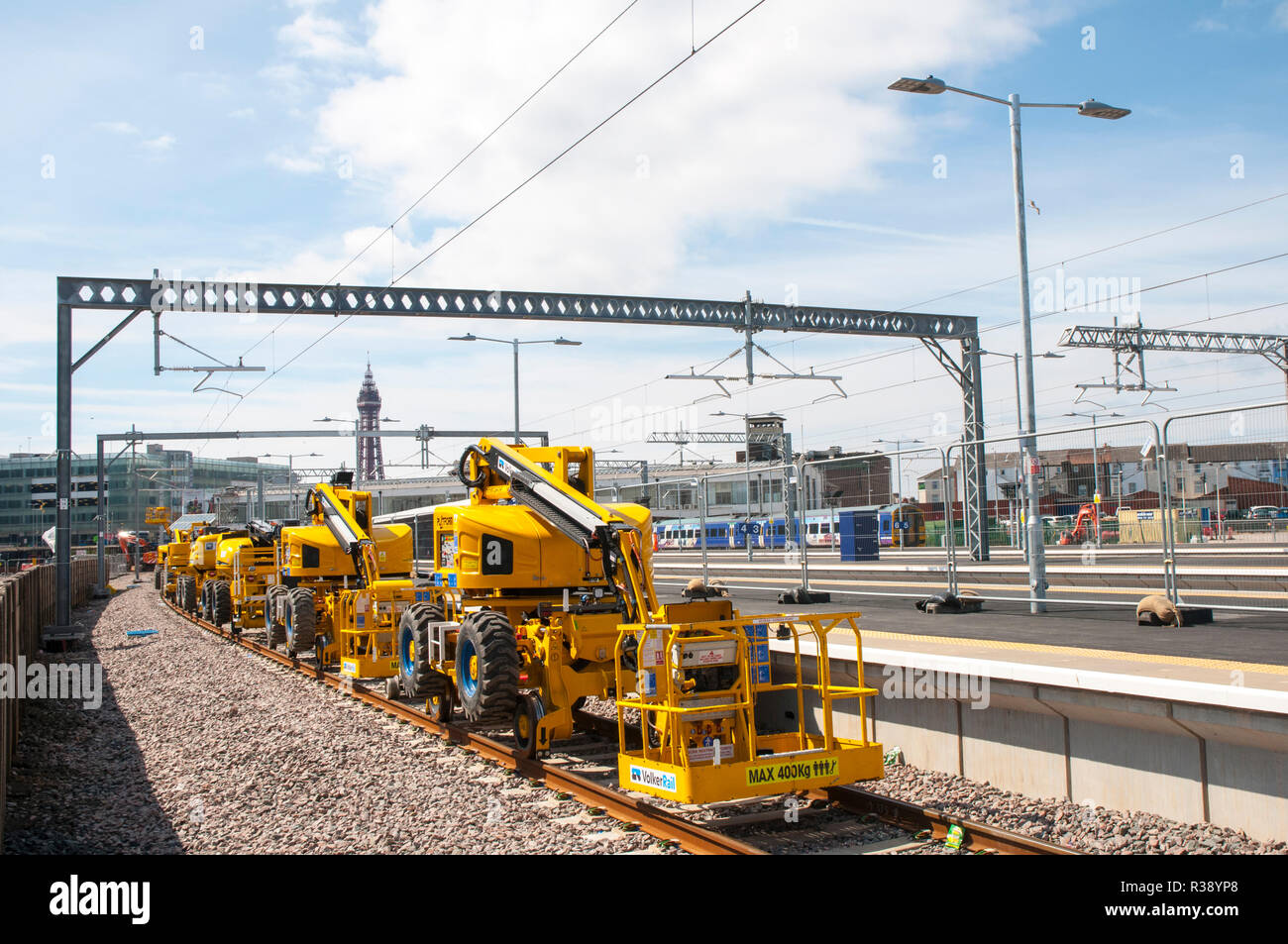 Railway Aerial work platforms at North station Blackpool lancashire ...