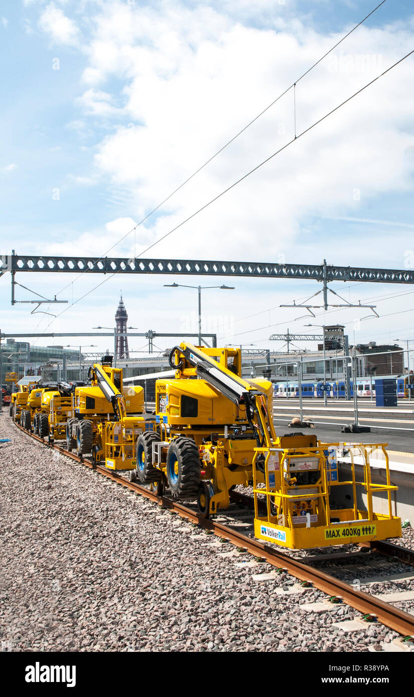 Railway Aerial work platforms at North station Blackpool lancashire ...