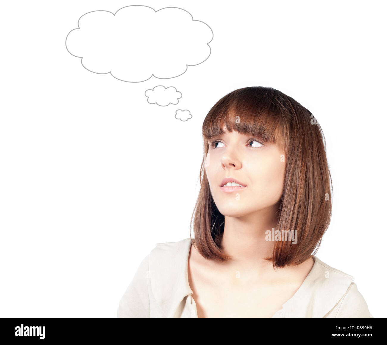 Think bubble student woman hi-res stock photography and images - Alamy