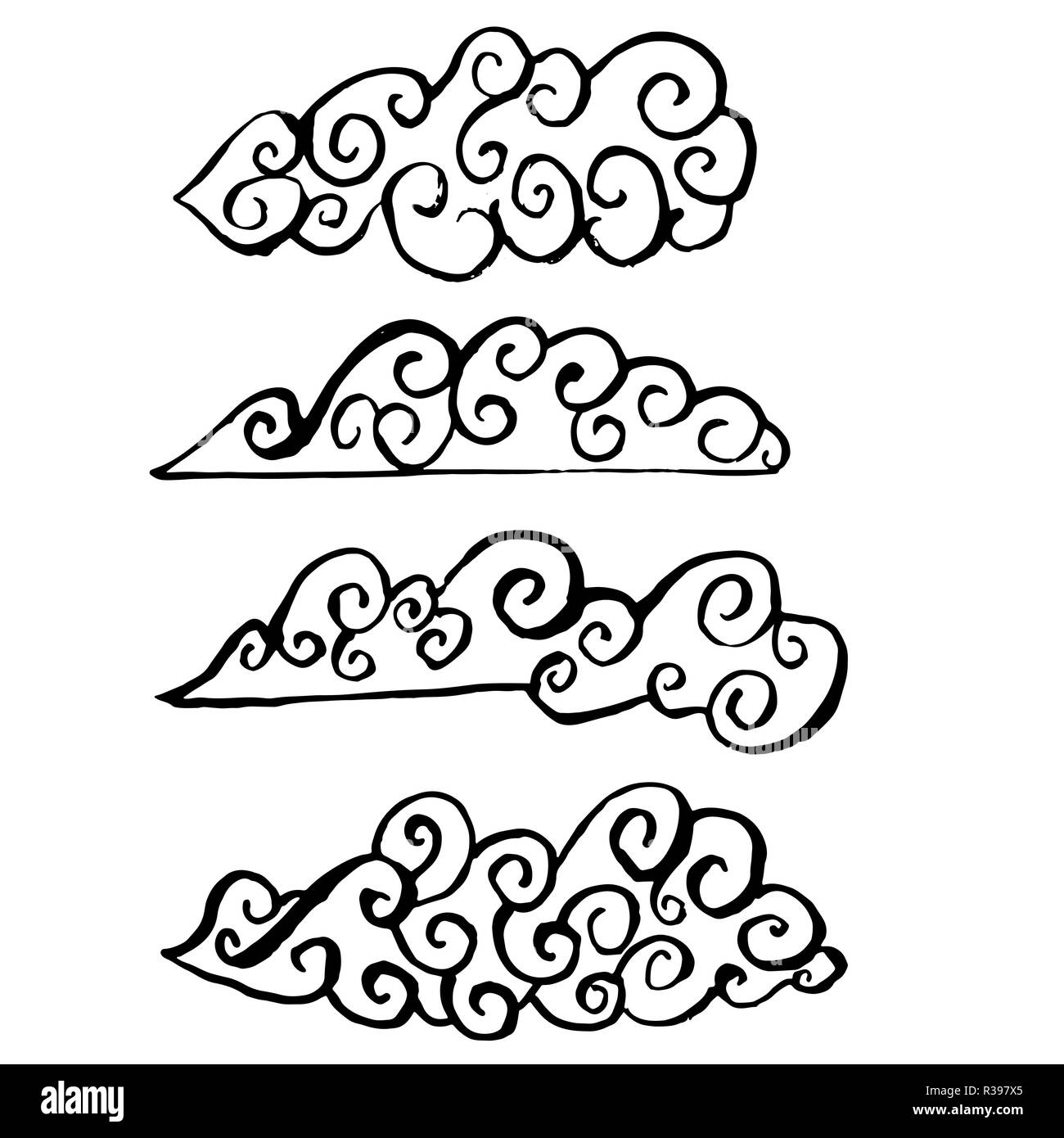 Hand drawn clouds set Cut Out Stock Images & Pictures - Alamy