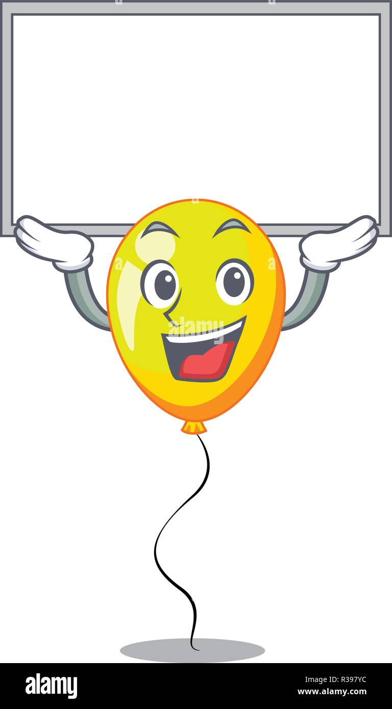 Up board yellow balloon cartoon in shape illustration Stock Vector ...