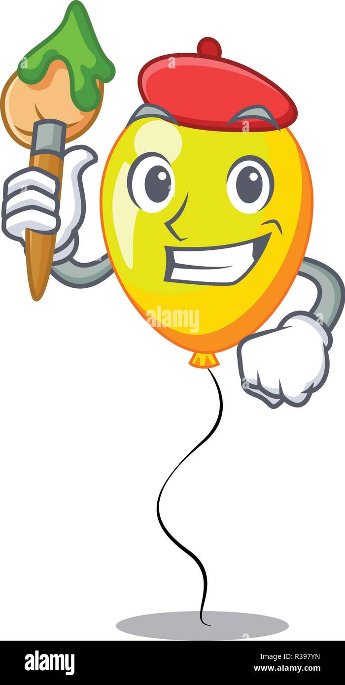 Artist yellow balloon cartoon in shape illustration Stock Vector Image ...