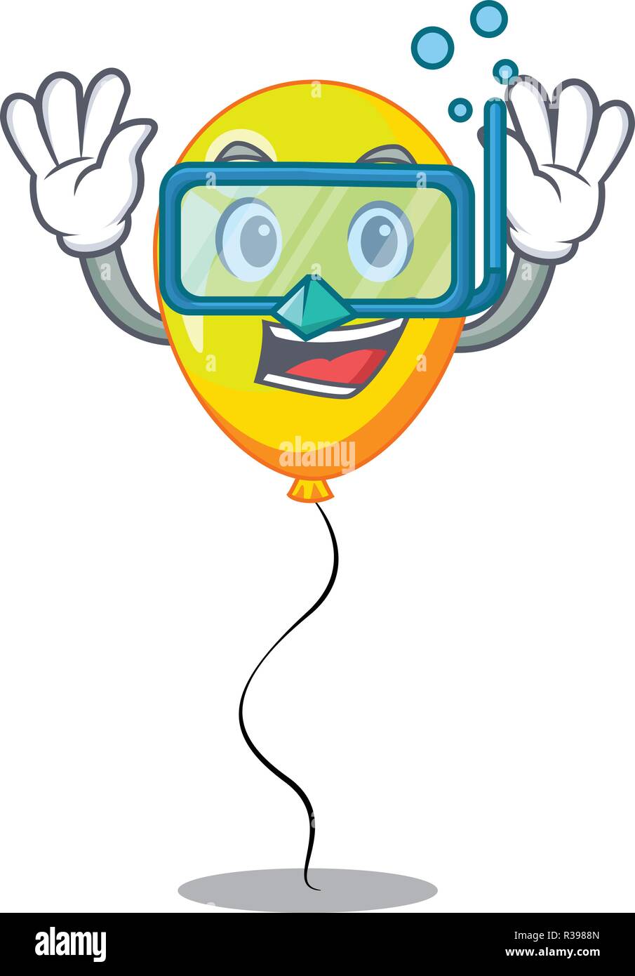Diving yellow balloon air in flying cartoon Stock Vector Image & Art ...