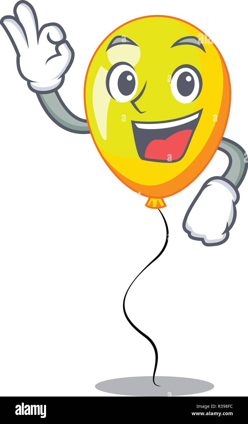 Okay yellow balloon air in flying cartoon Stock Vector Image & Art - Alamy