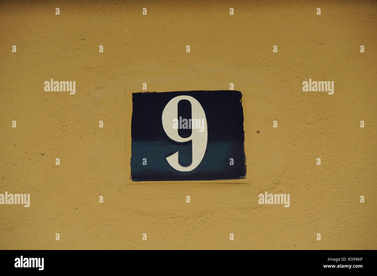 house facades,street signs,email,tiles,spain,house number 9 Stock Photo ...