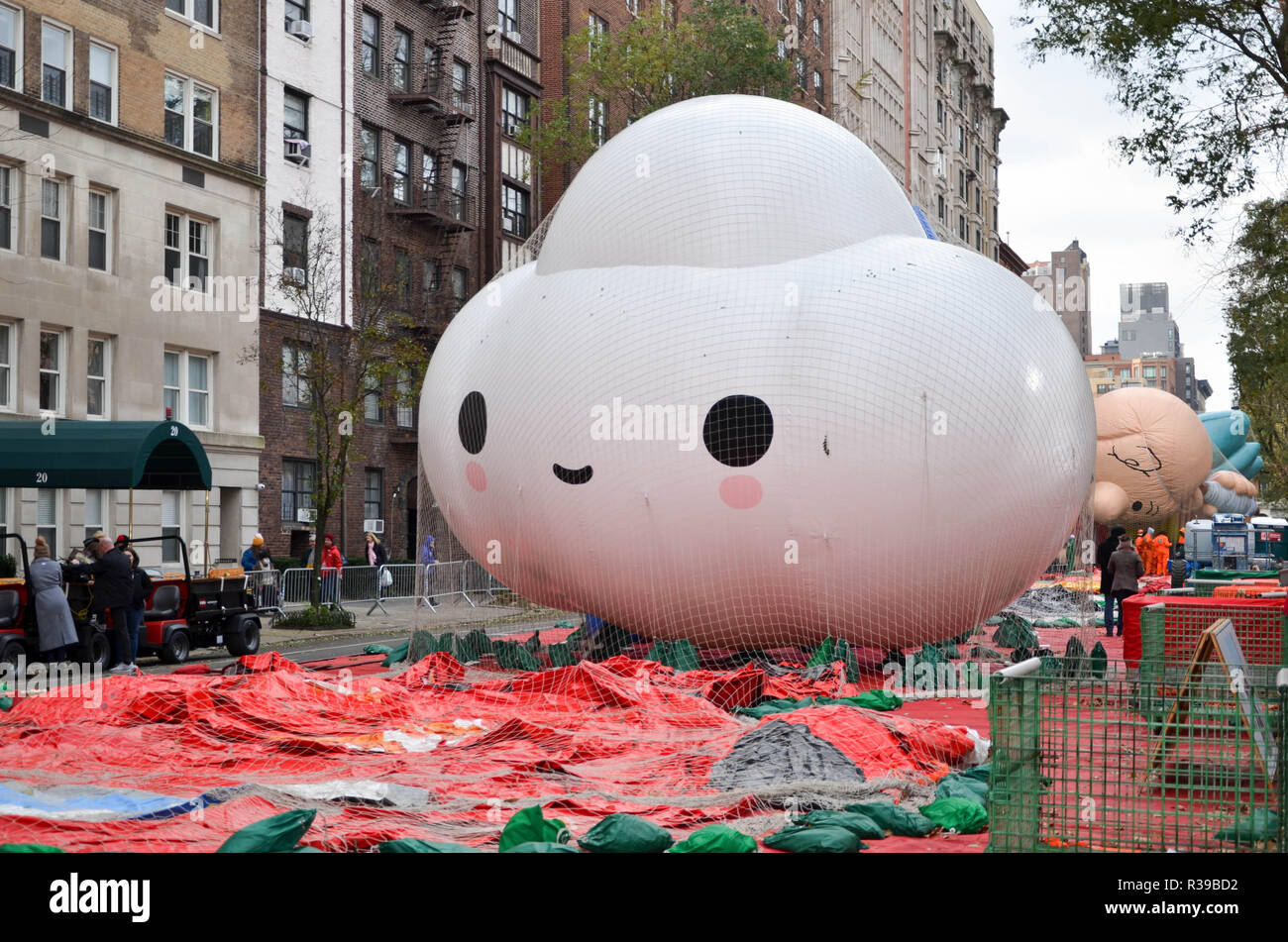 Balloons seen being blown up during the 2018 Macy's Thanksgiving Day ...