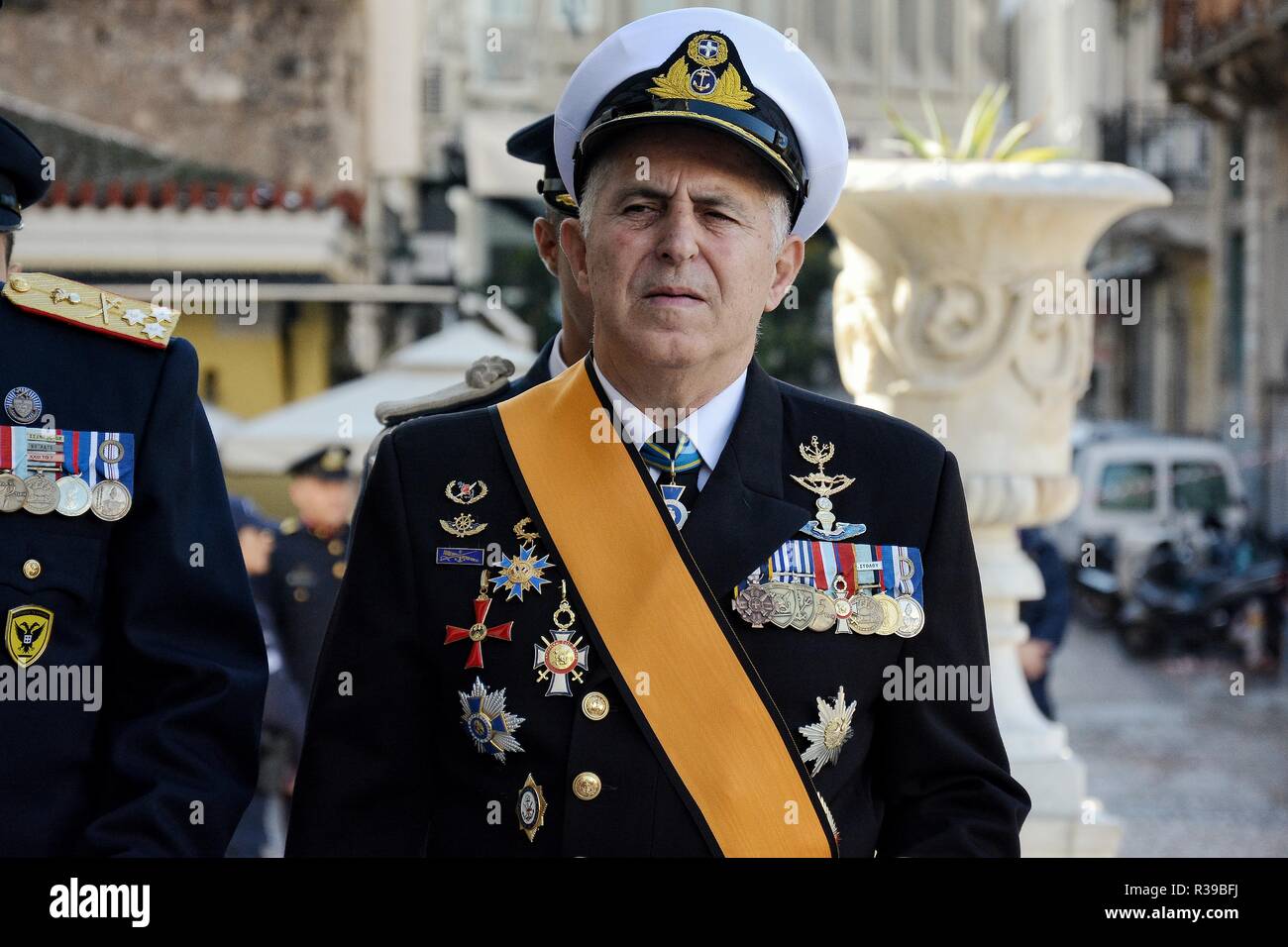 Leader of Greek Armed Forces seen outside the Cathedral of Athens ...