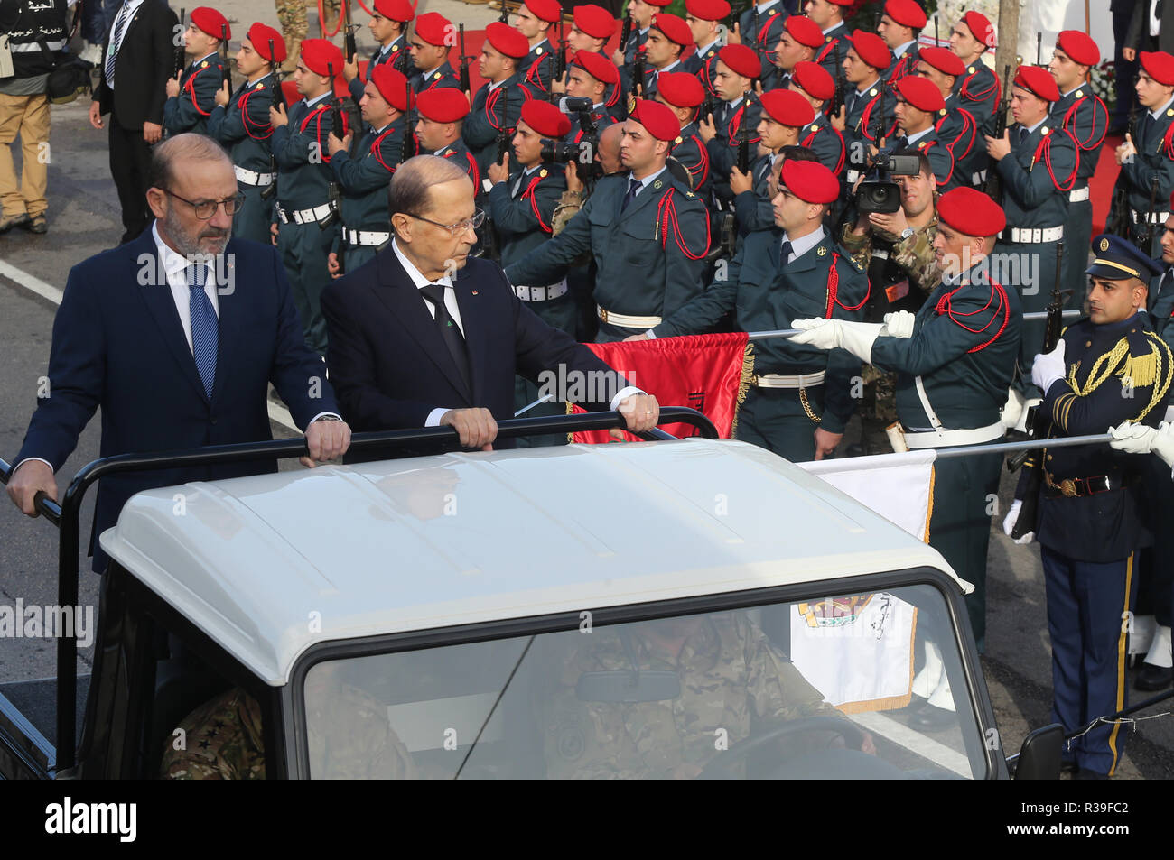Beirut, Lebanon. 22nd Nov, 2018. Lebanese President Michel Aoun (R) and ...
