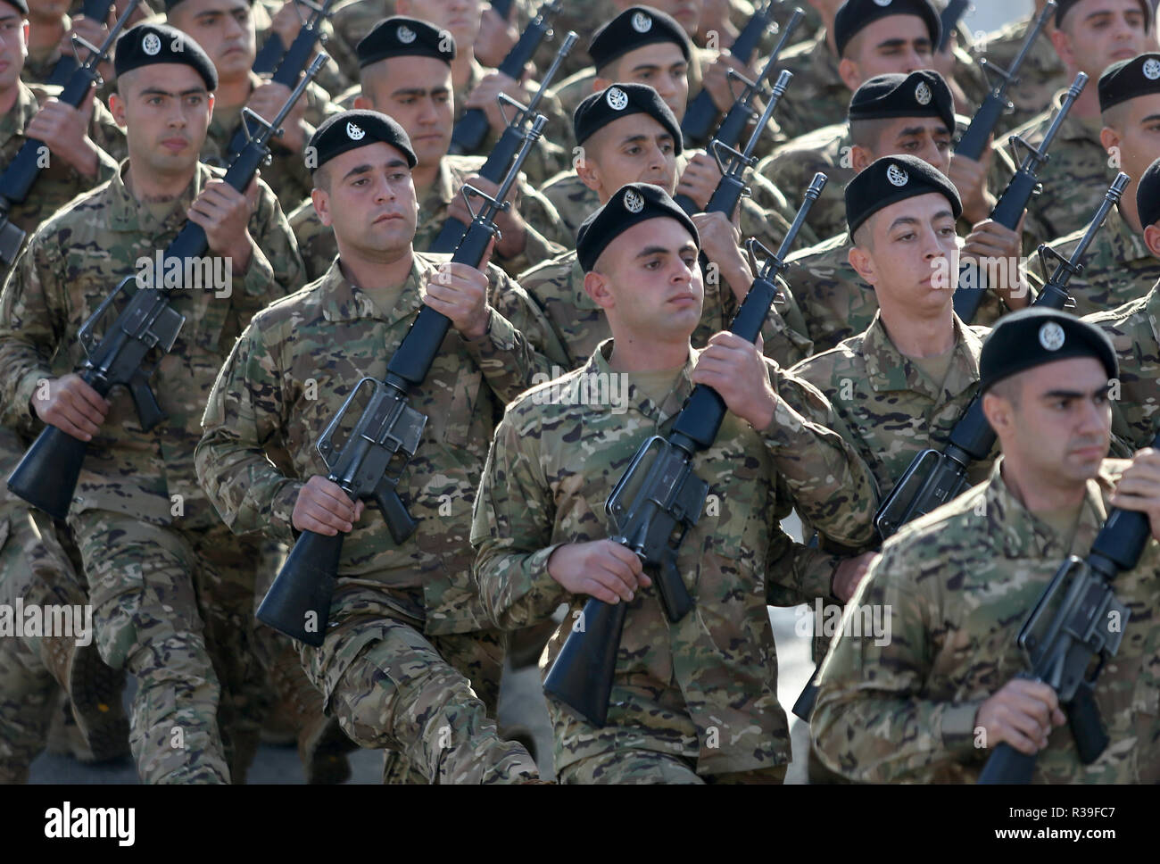 Beirut, Lebanon. 22nd Nov, 2018. Lebanese soldiers march during a ...