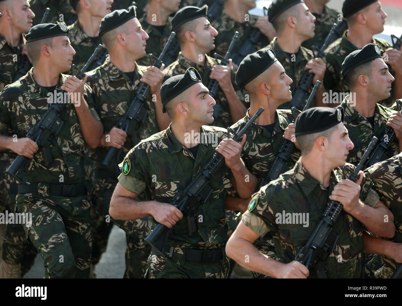 Beirut, Lebanon. 22nd Nov, 2018. Lebanese soldiers march during a ...