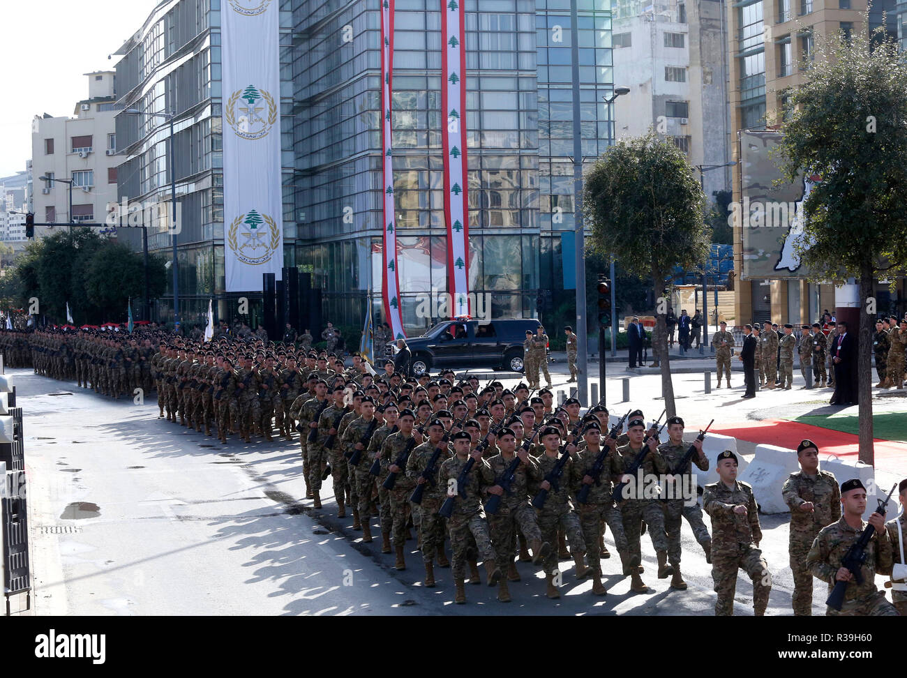 Beirut, Lebanon. 22nd Nov, 2018. Soldiers march during a military ...