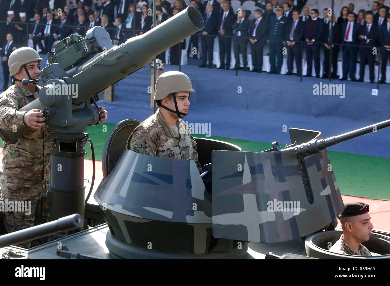 Beirut, Lebanon. 22nd Nov, 2018. Soldiers on a tank march during a ...