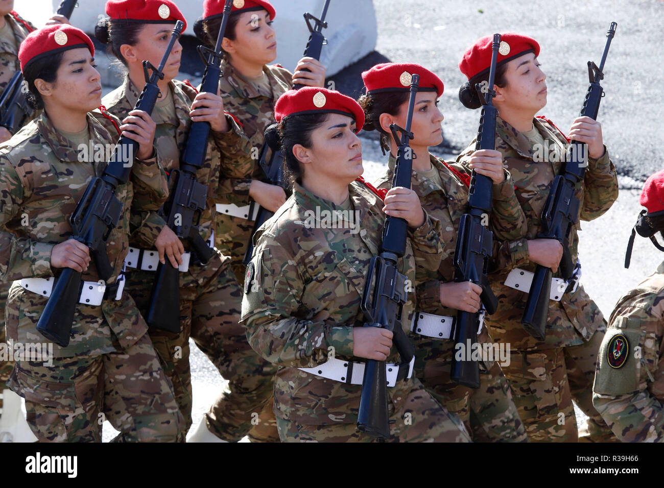 Beirut, Lebanon. 22nd Nov, 2018. Soldiers march during a military ...