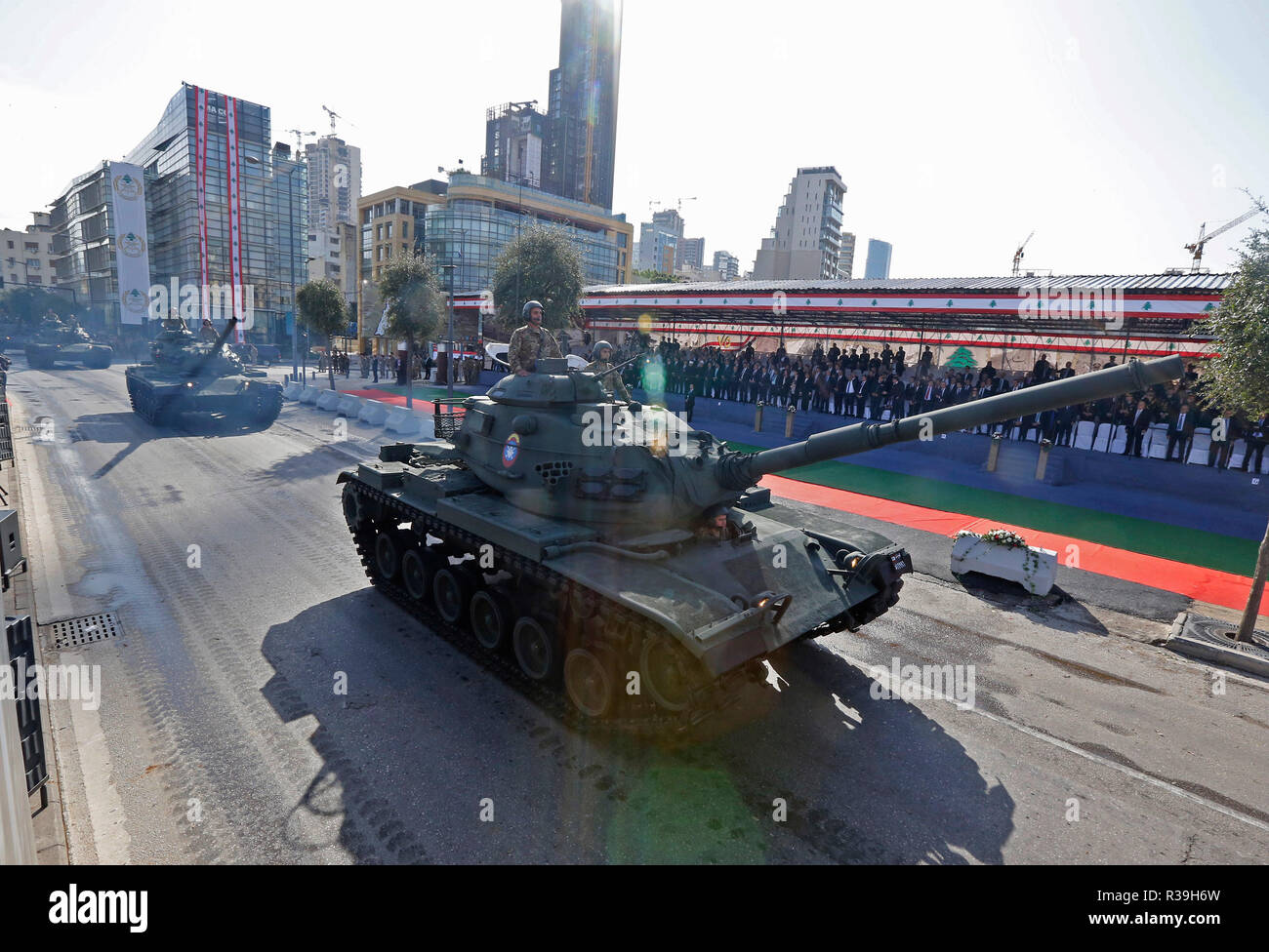 Beirut, Lebanon. 22nd Nov, 2018. Tanks are seen during a military ...