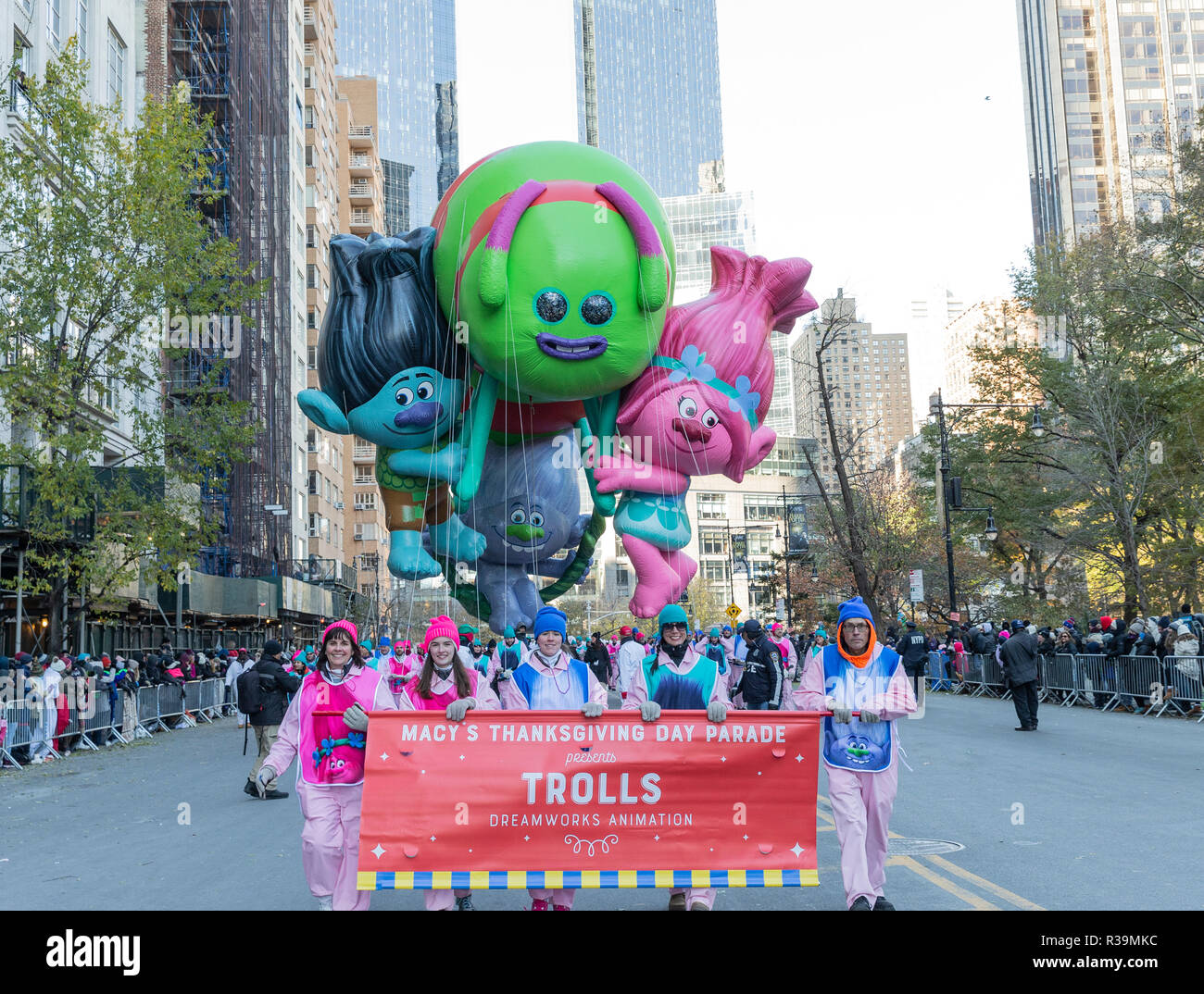 New York, NY - November 22, 2018: Trolls by DreamWorks giant balloon ...