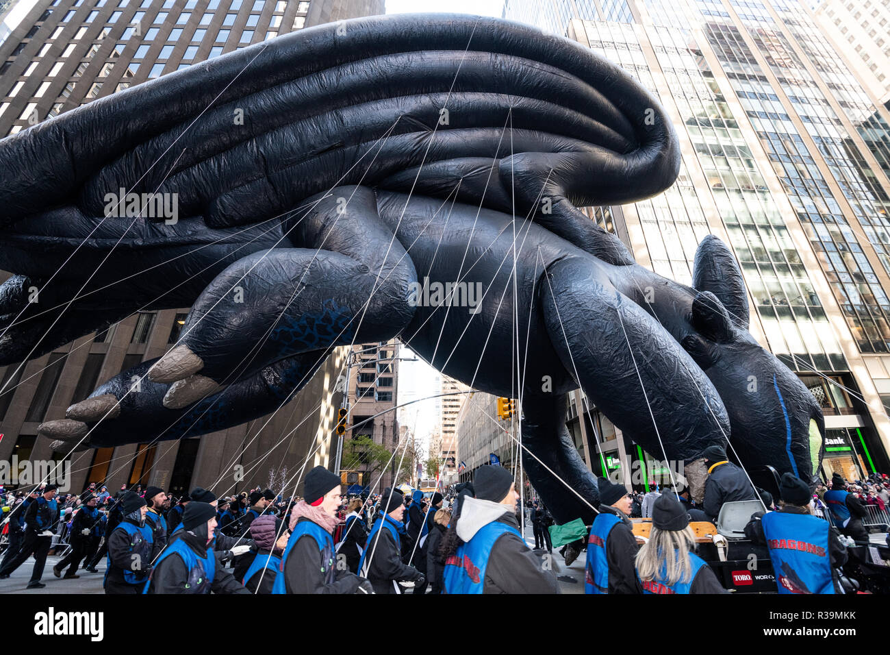 The Night Fury balloon seen during the 2018 Macy's Thanksgiving Day ...