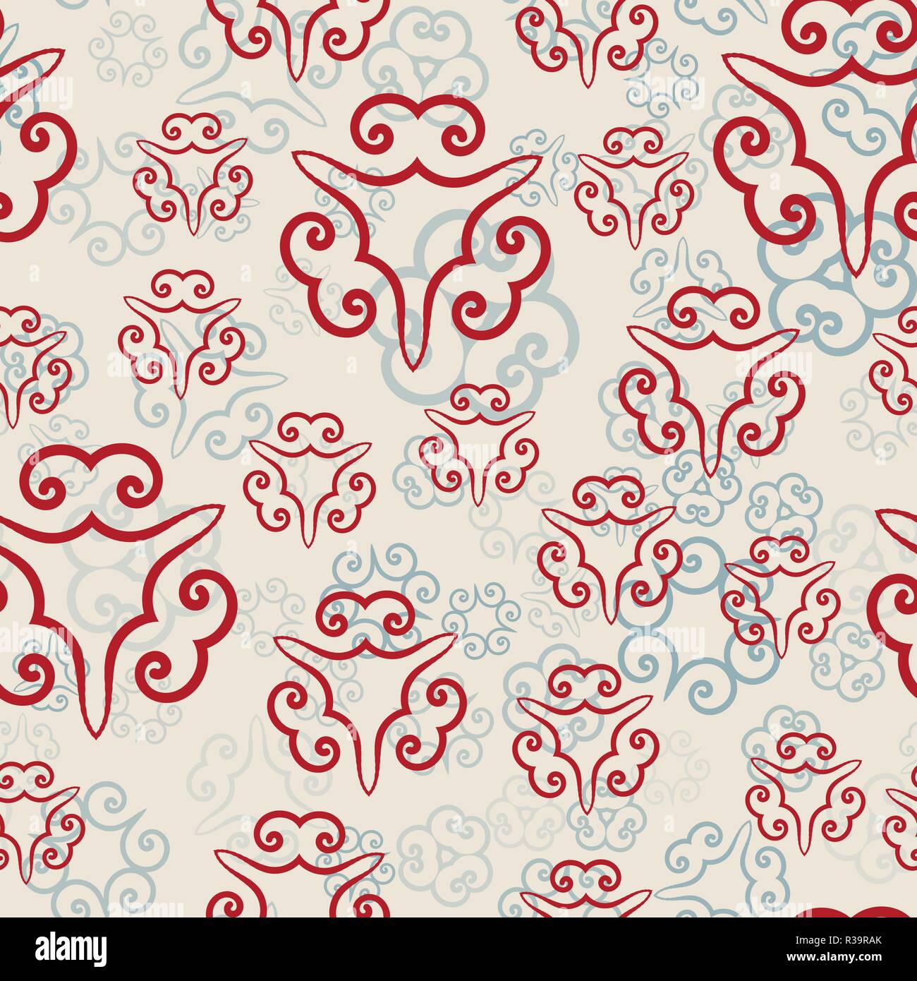 Hand drawn ornamental seamless pattern of different transparency ...