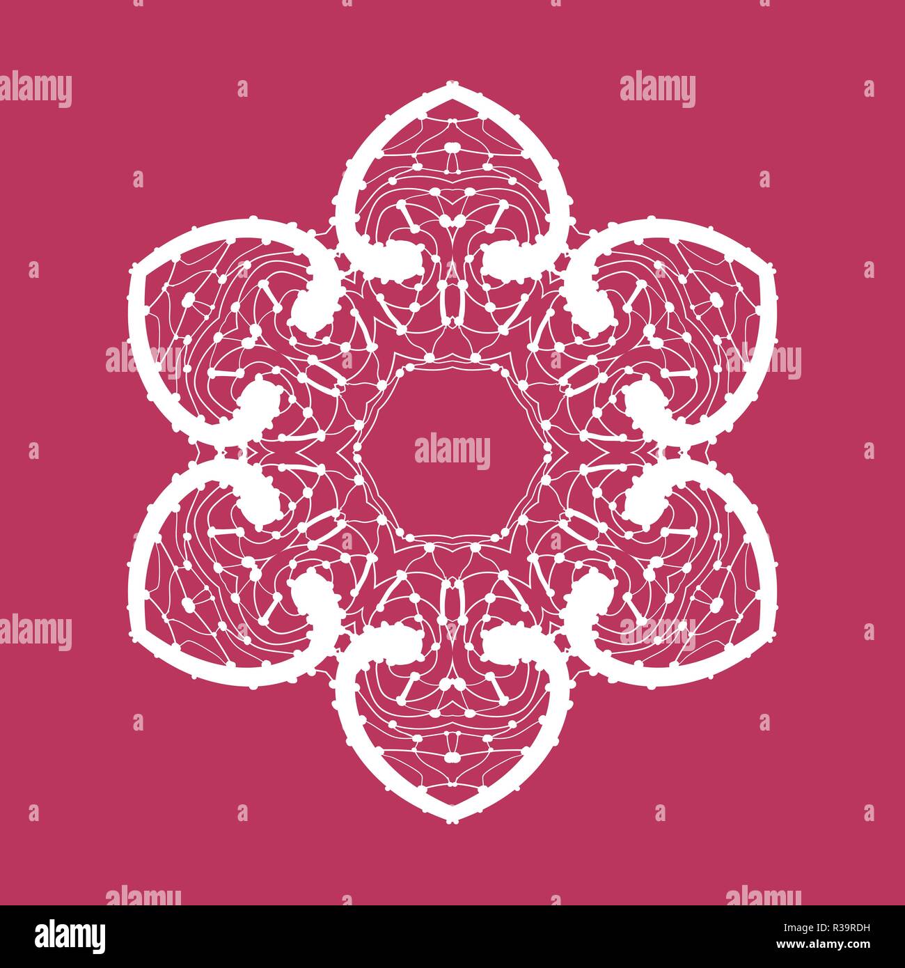 Symmetri Mandala Doodle Drawing By Hand. Round ornament In white Colour ...