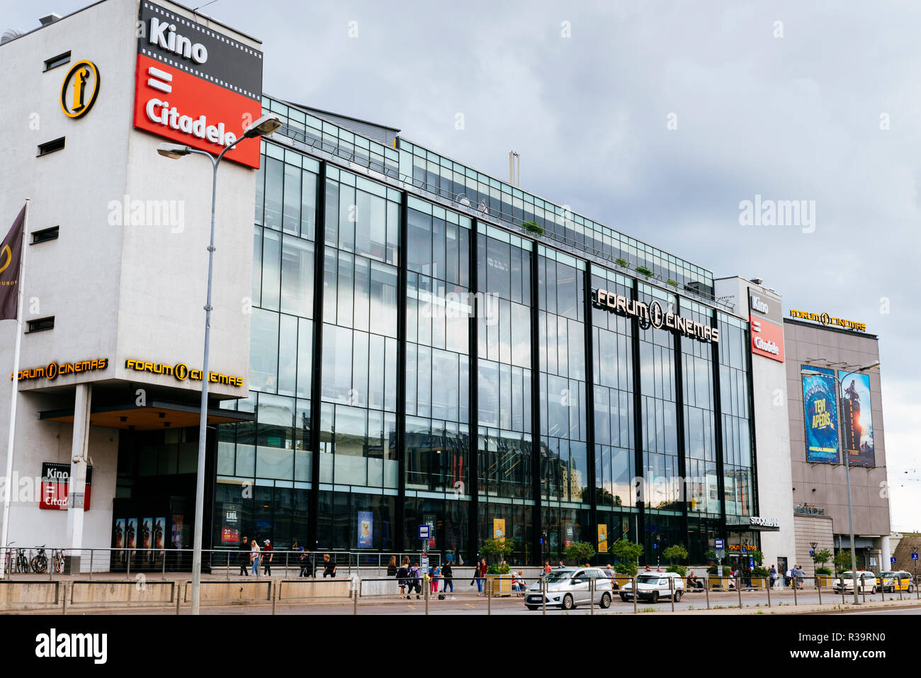 Modern mall with multiplex cinema next to the central station, Riga ...