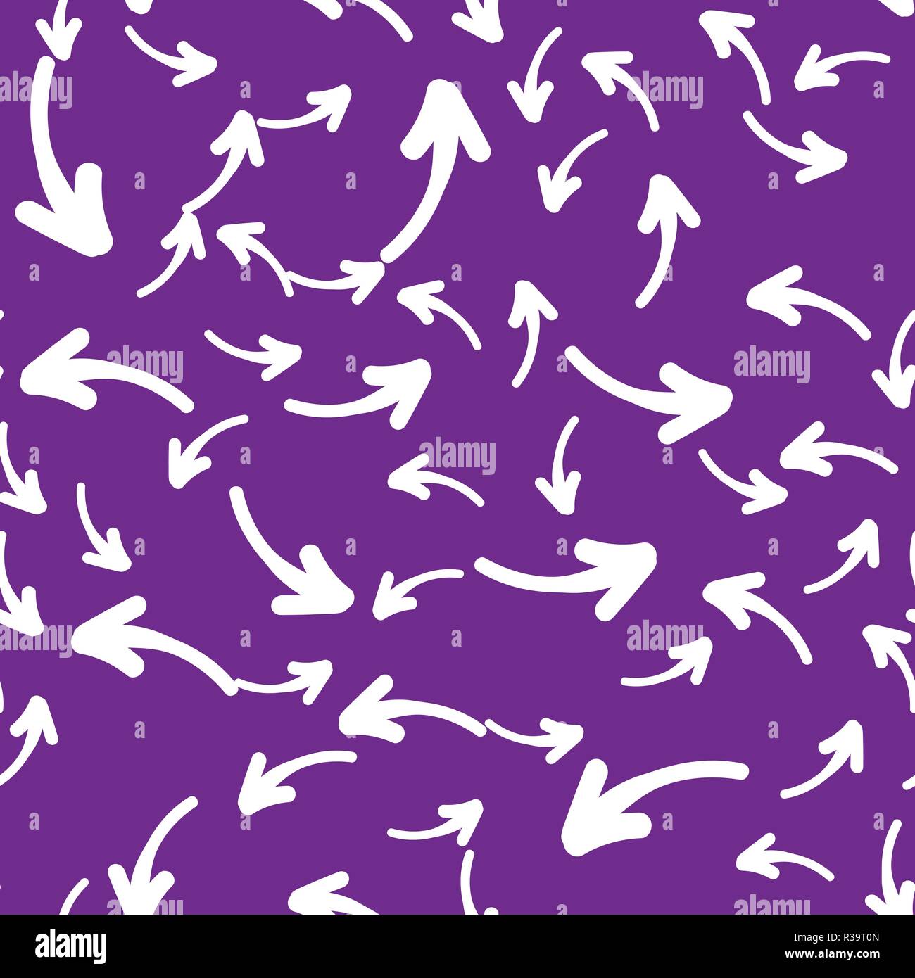 Vector Seamless Pattern With Hand Drawn Arrows On Blue Violet