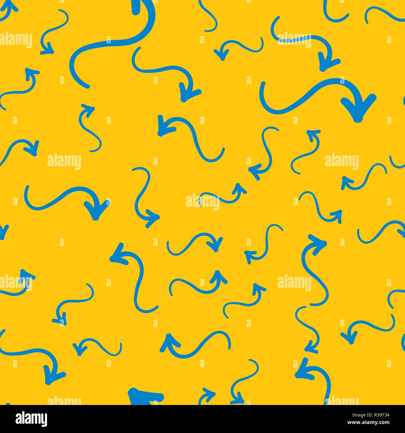 Vector modern seamless pattern Blue Arrows on Orange. Textile print ...