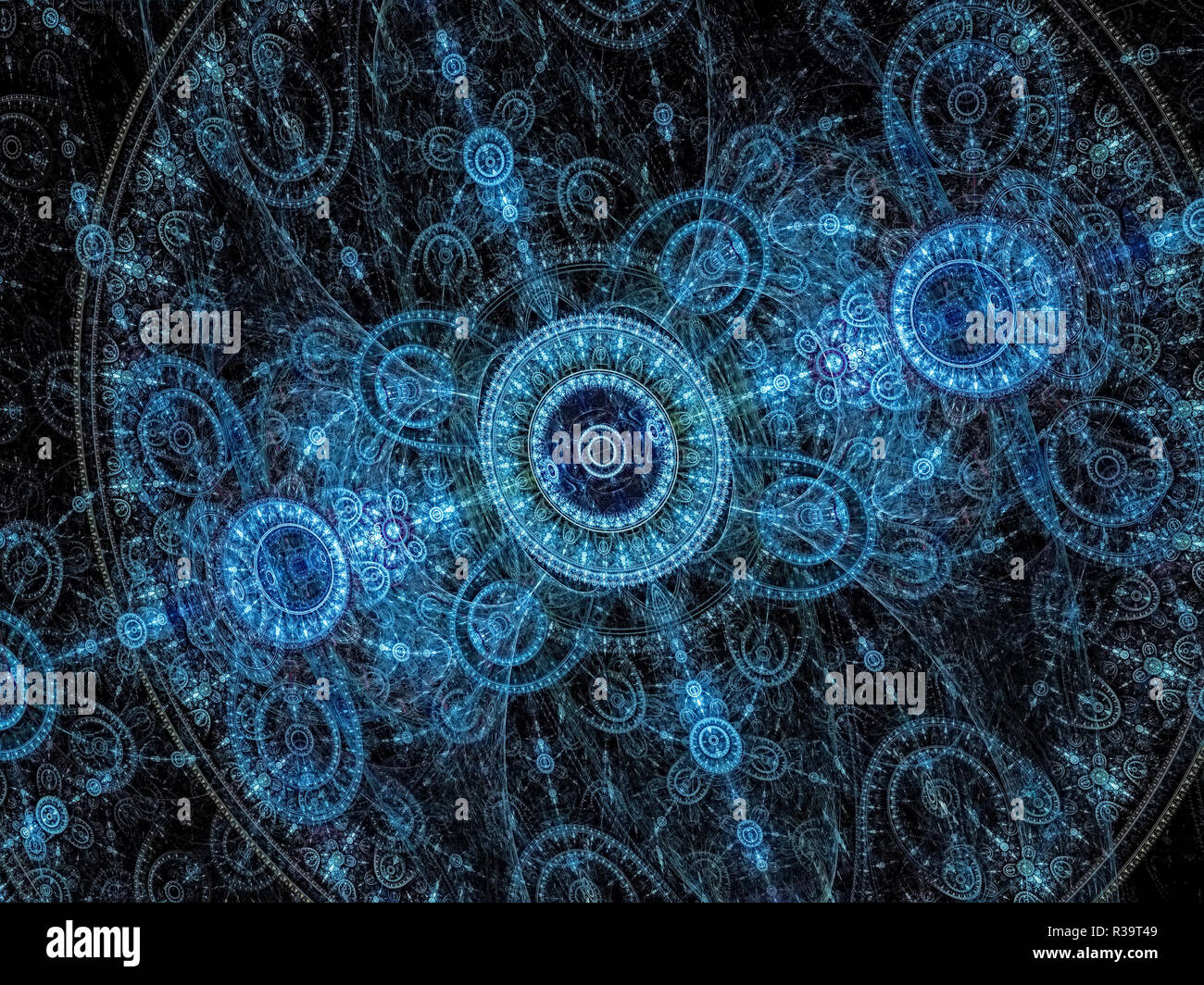 Abstract pattern of circles and curves, like a translucent dial with a ...