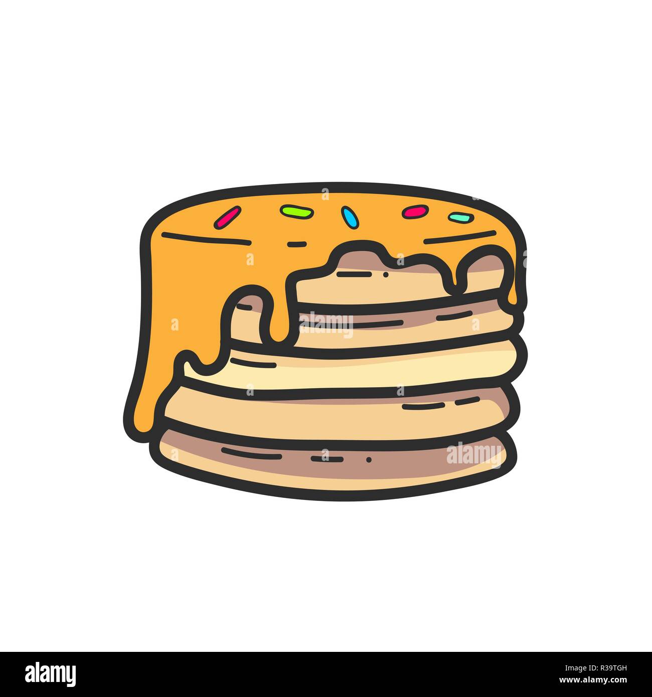 Cute panckaes with syrup drawing. Vector isolated. Illustration Stock ...